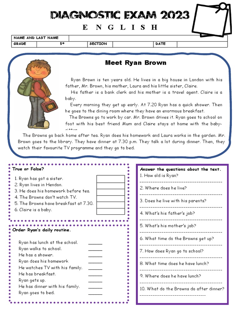 E N G L I S H: Meet Ryan Brown | PDF | Dinner | Meal