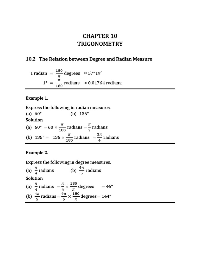 Grade 10 Chapter 10 | PDF | Trigonometric Functions | Trigonometry