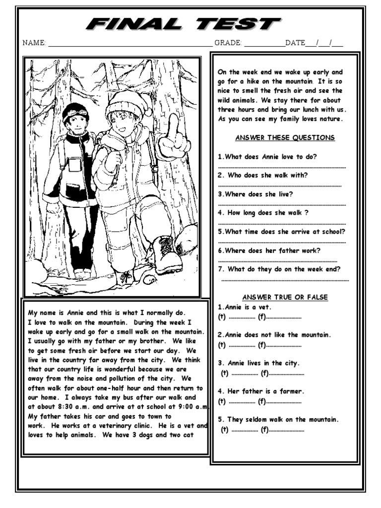 Simple Present Reading Comprehension Text Grammar Drills Reading ...