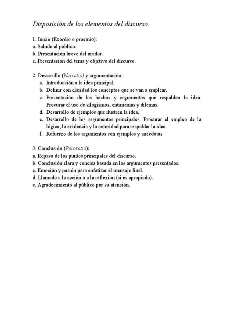 Disposición de Los Elementos Del Discurso | PDF