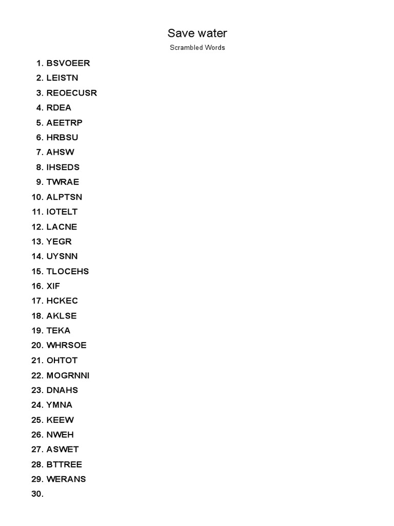 Word Scramble Maker - Create (FREE) Printable Word Scramble Games SAVE ...