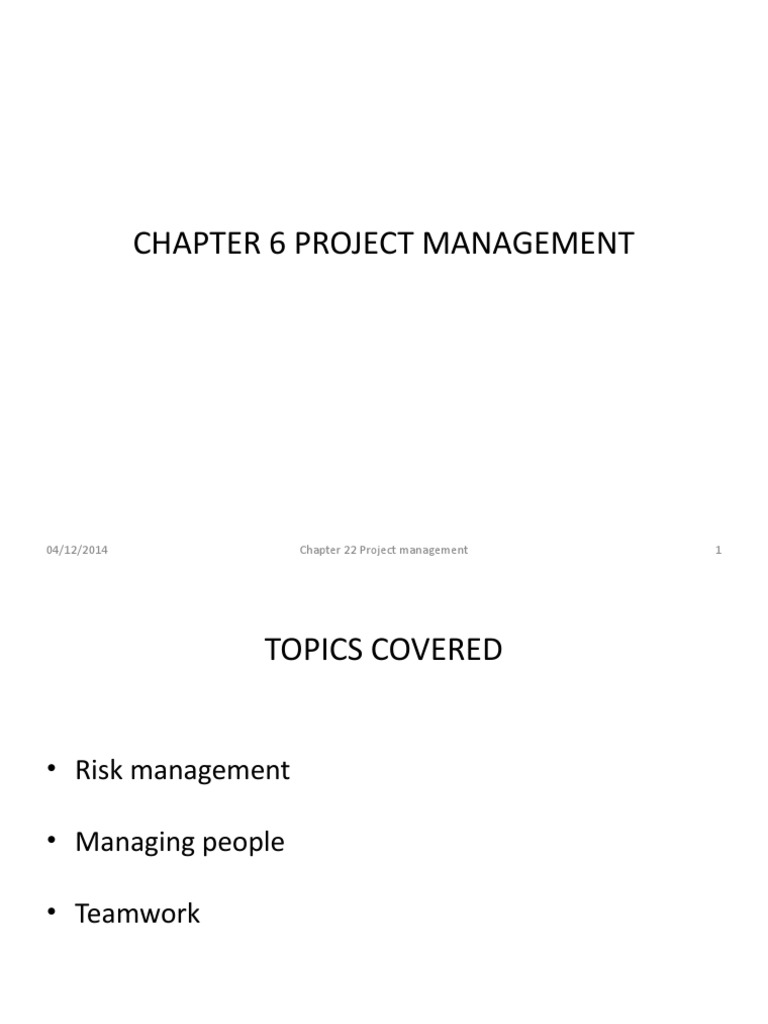 Chapter 6 Project Management | PDF | Risk | Project Management