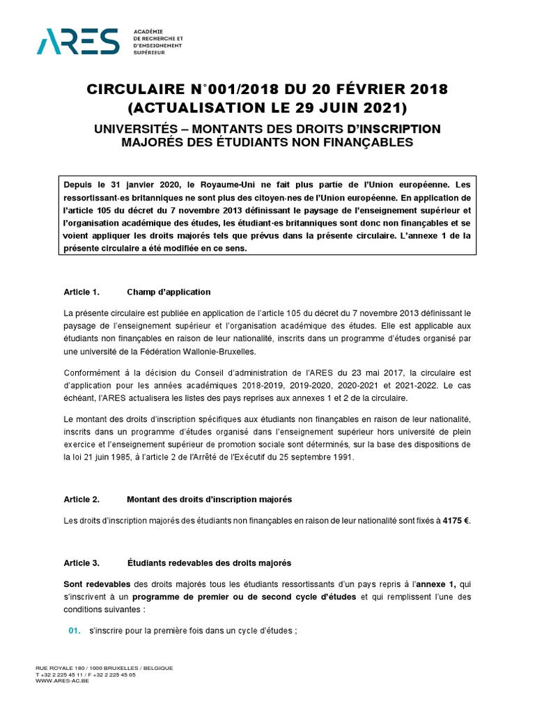 Circulaire 2018 001 PDF | PDF | Brexit