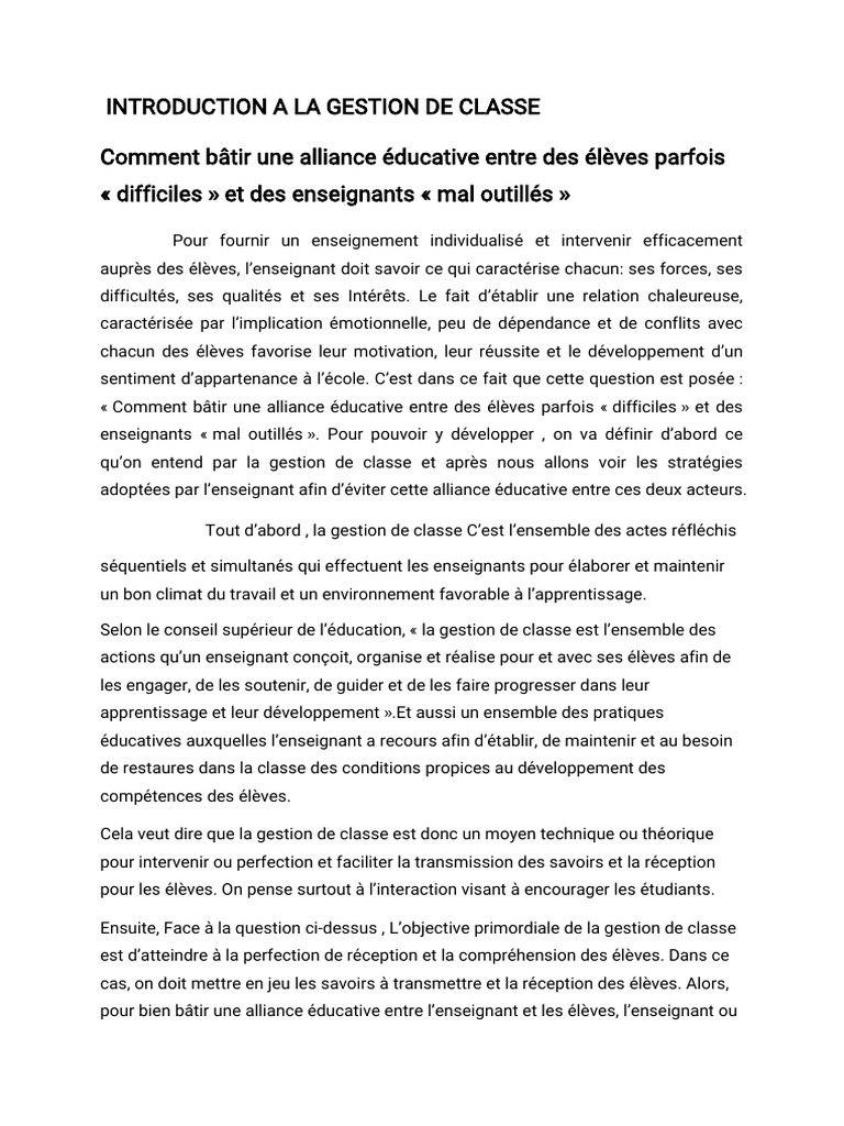 Gestion de Classe | PDF