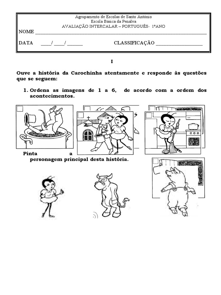 Avaliação Intercalar Português 2período | PDF