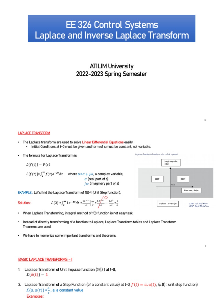 Laplace Transform Fundamentals | PDF | Laplace Transform | Calculus