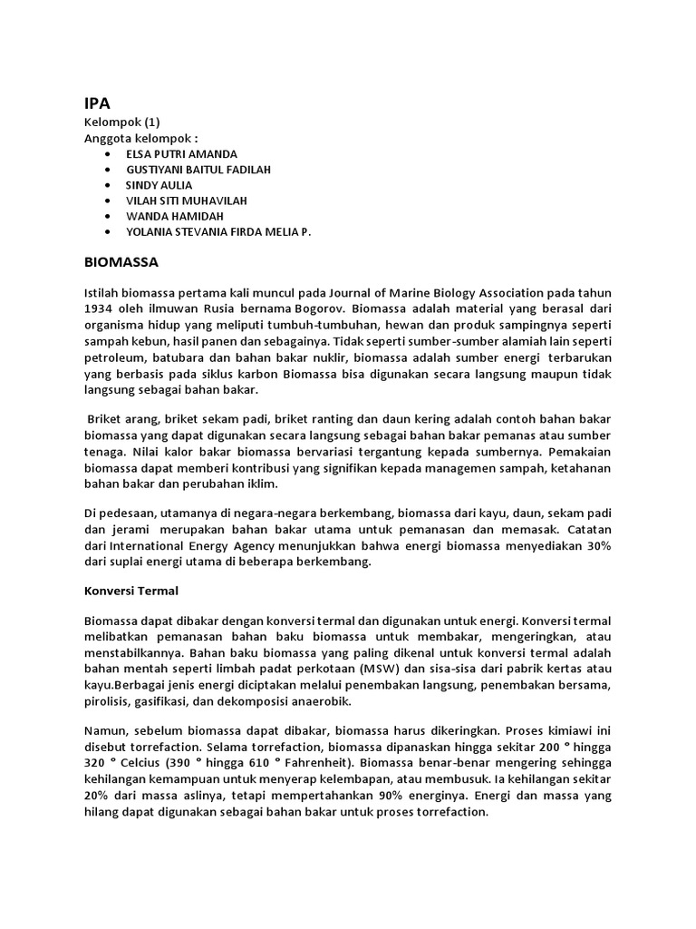 Manfaat dan Proses Energi Biomassa | PDF