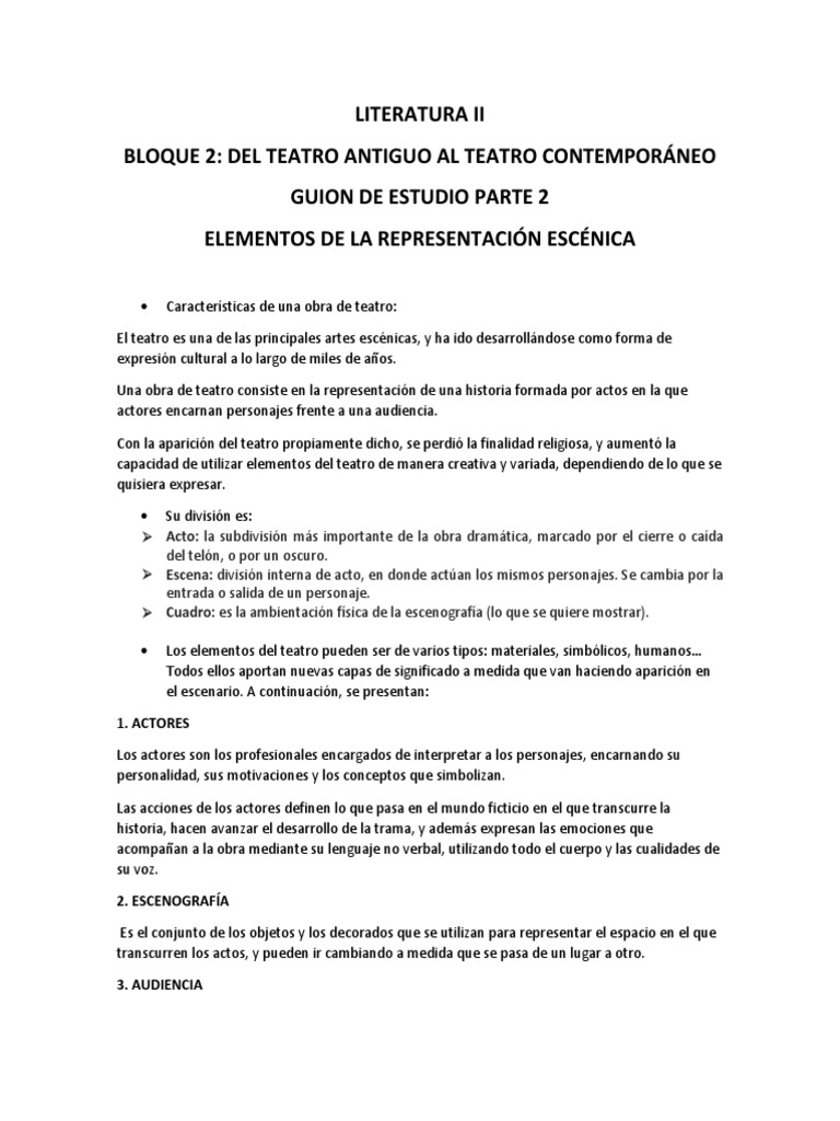 Gión de Estudio Género Dramático Parte 2 PDF | PDF | Teatro | Monólogo