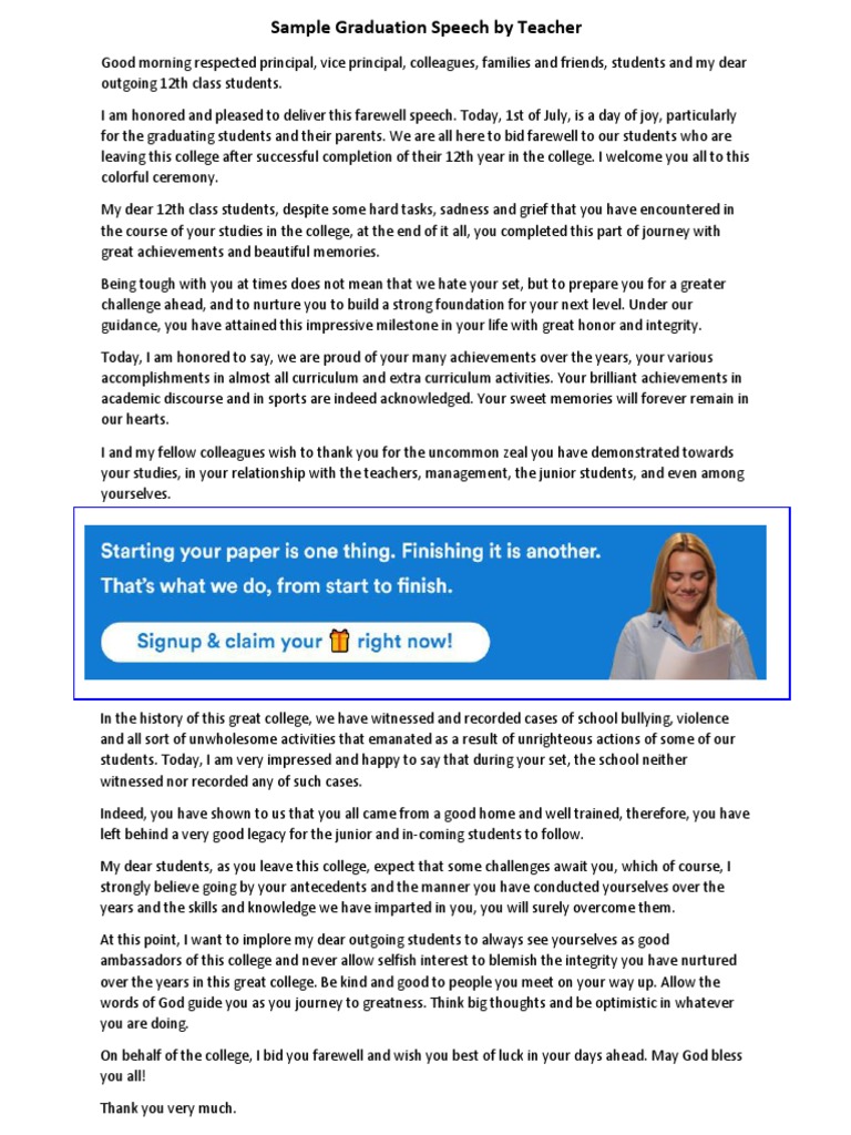Teacher's Farewell Speech | PDF