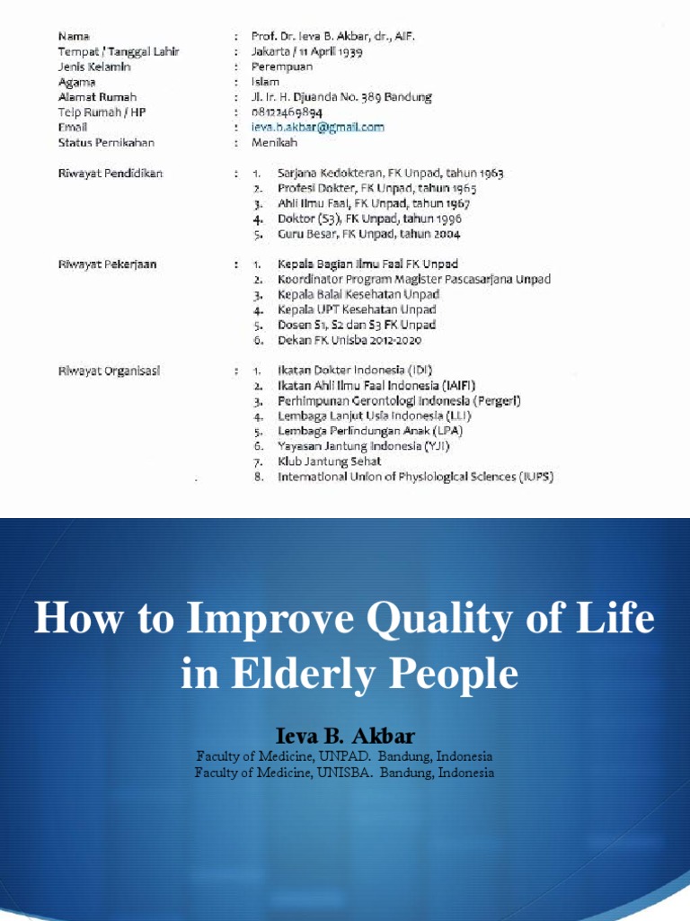 How To Improve Quality of Life in Elderly People - Prof. Dr. Ieva B ...