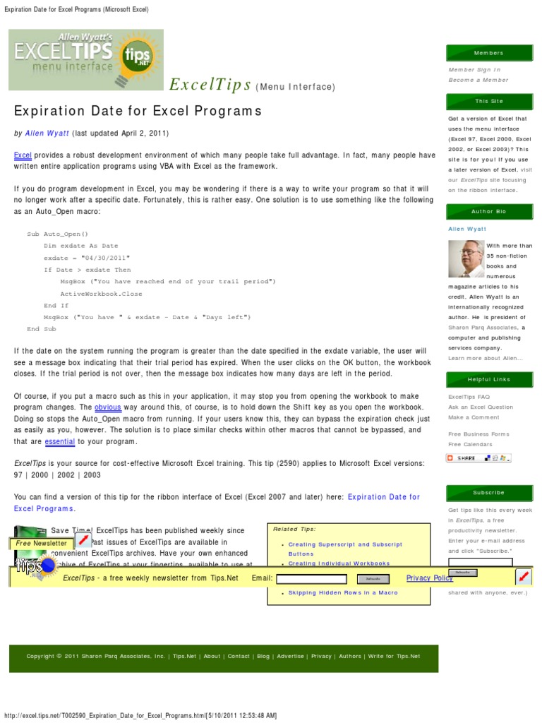 Expiration Date For Excel Programs Microsoft Excel Pdf Microsoft 0472