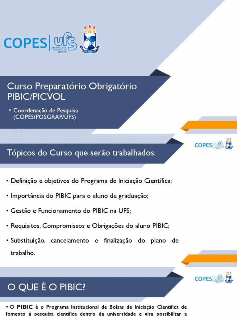 Curso PIBIC/PICVOL: Iniciação Científica UFS | PDF