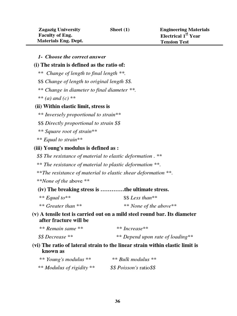 Testing Sheets Solm12 | Download Free PDF | Deformation (Engineering ...
