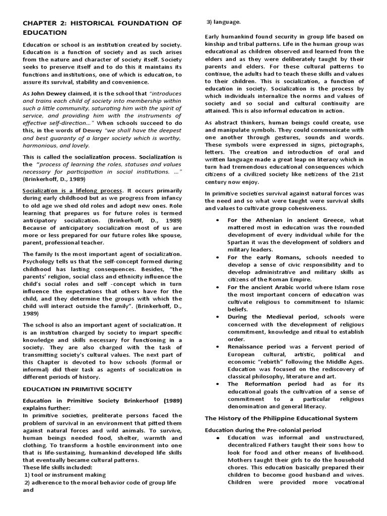 Chapter 2 Historical Foundation of Education | PDF
