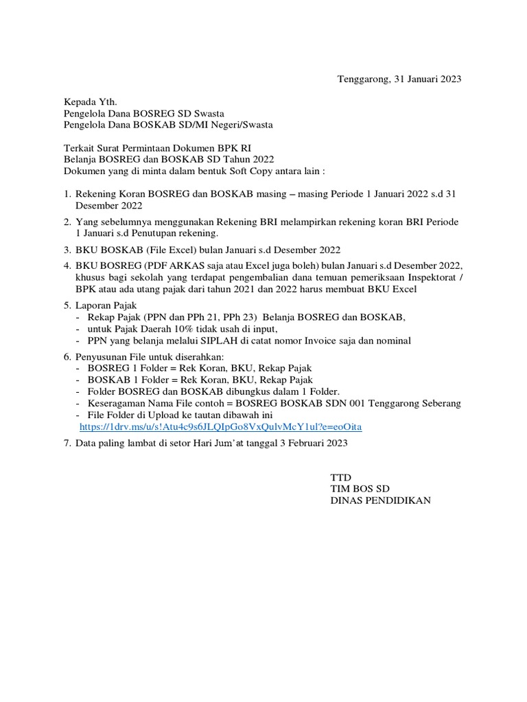 Terkait Surat Permintaan Dokumen BPK RI PDF | PDF