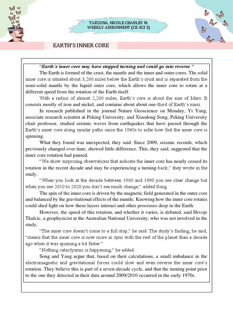 Inner Core PDF | PDF | Planetary Core | Earth