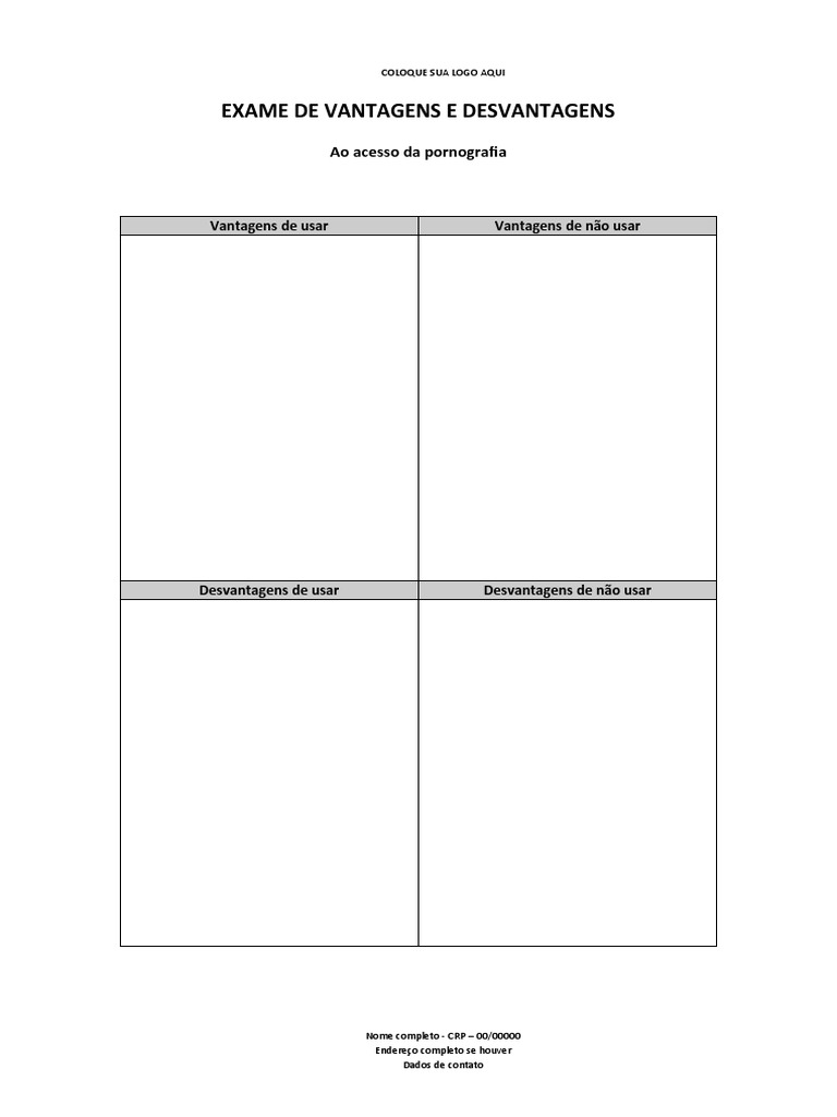 Exame de Vantagens e Desvantagens | PDF