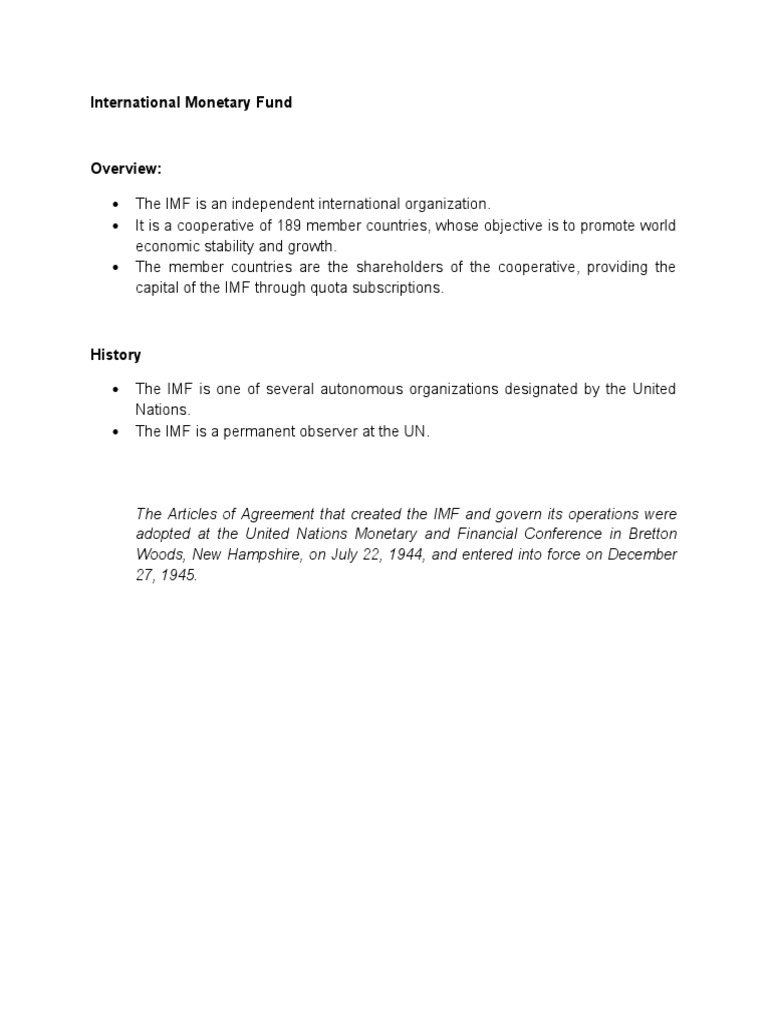 International Monetary Fund | PDF | International Monetary Fund | Banking