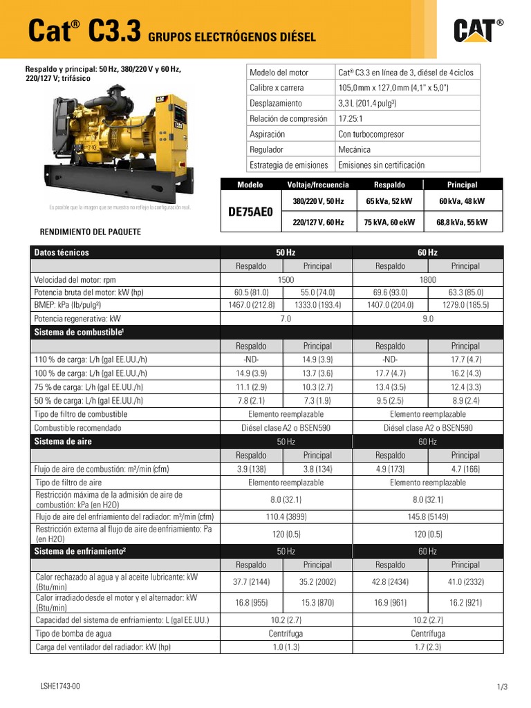 Ficha Tecnica DE75 Cat Español | PDF