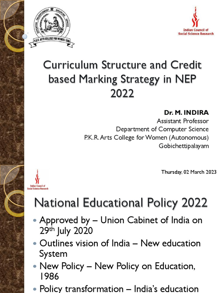 NEP 2022: Curriculum and Credit System | PDF