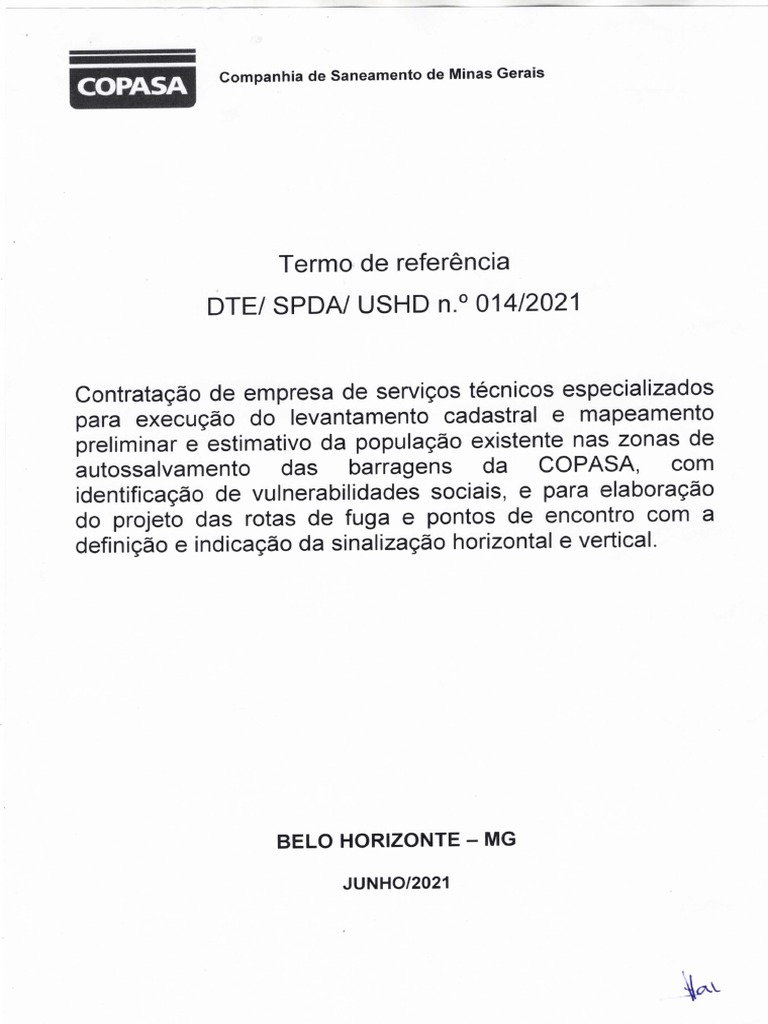 Termo de Referencia COPASA | PDF | Geografia