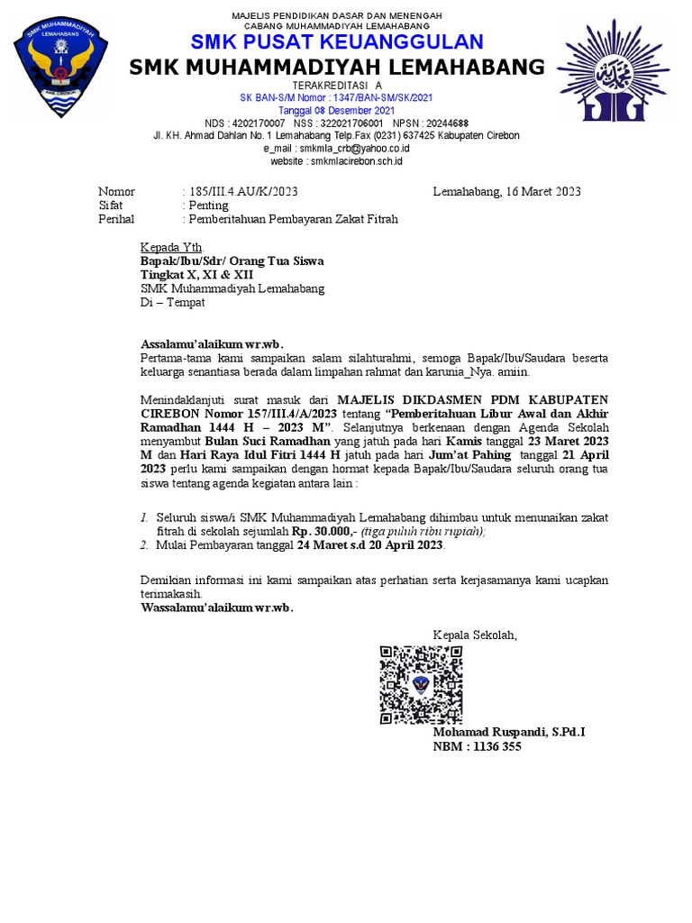 Surat Edaran Zakat Fitrah | PDF