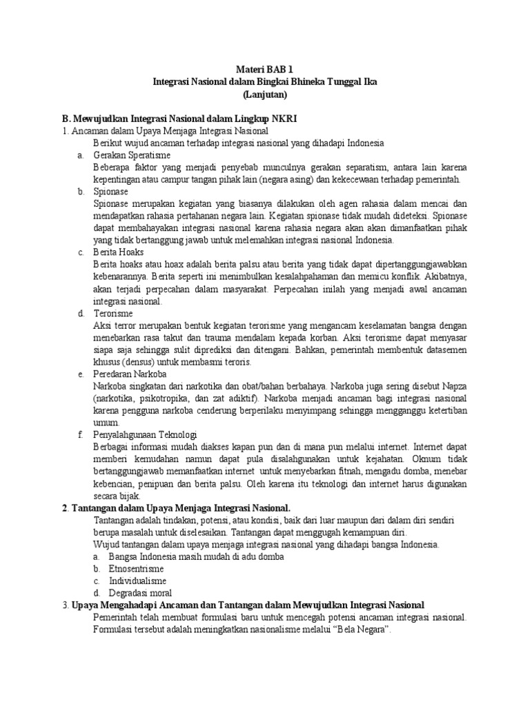 Materi PKN Bab 1 Lanjutan | PDF