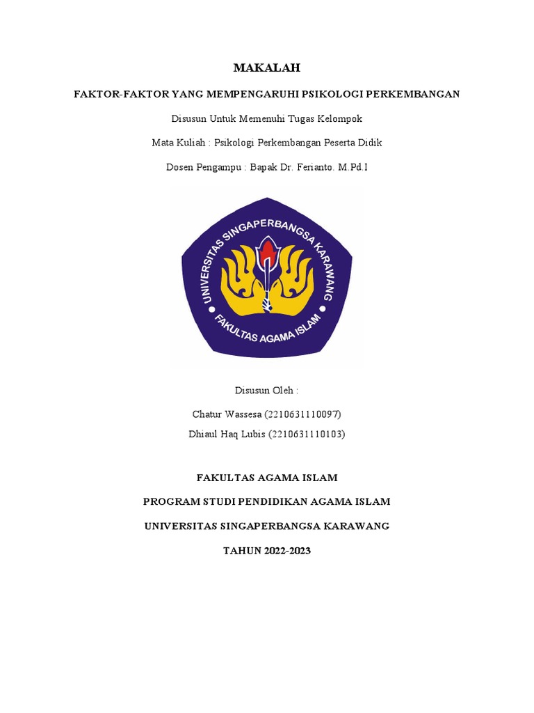 Makalah KEL. 3, Faktor-Faktor Yang Mempengaruhi Psikologi Perkembangan | PDF