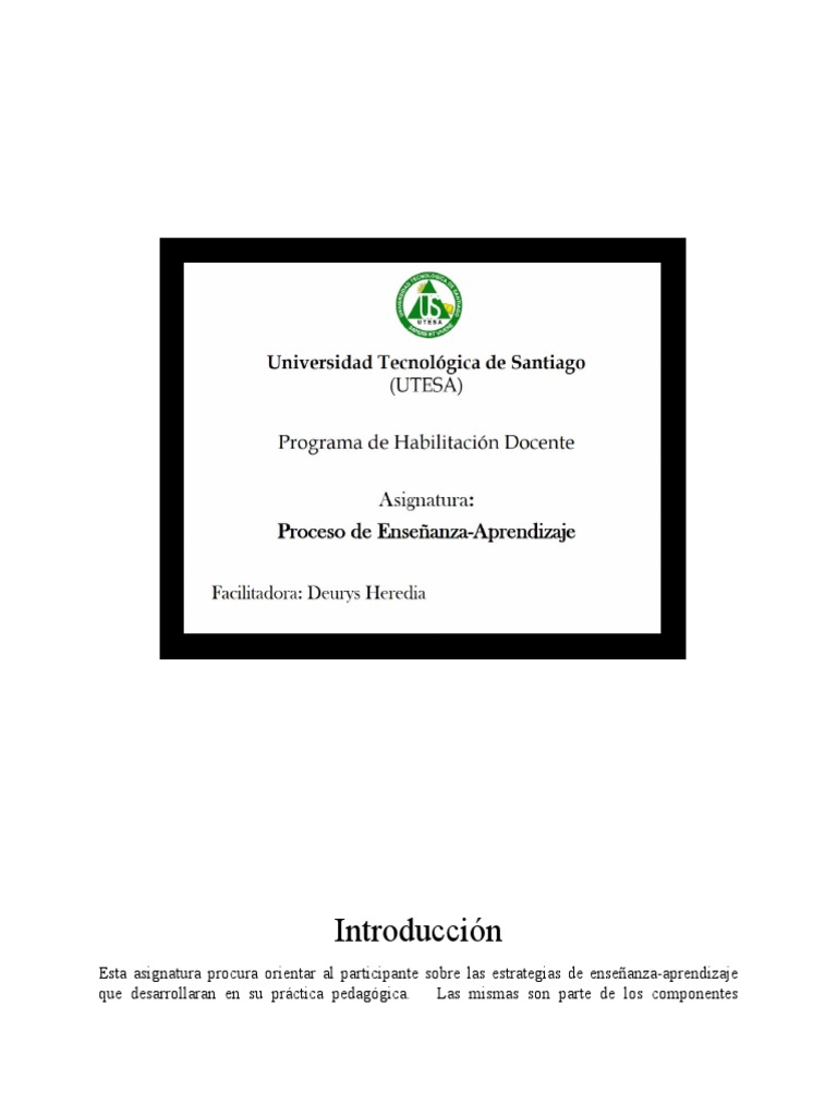 Procesos de Ensenanza-Aprendizaje | PDF