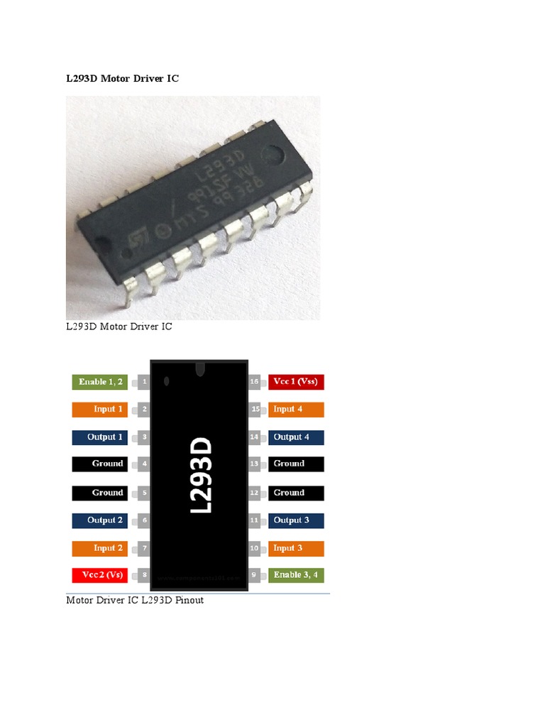 L293D Motor Driver IC | PDF | Electric Motor | Electronics