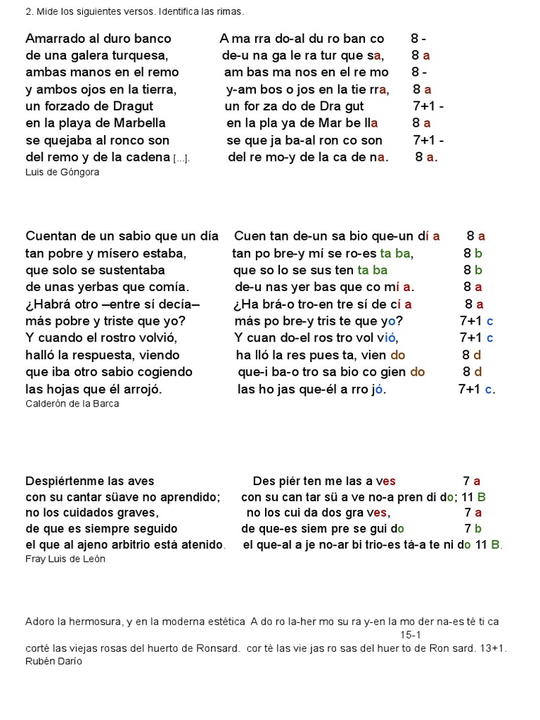 Metrica y Rima de Versos PDF | PDF | Retórica | Escritura