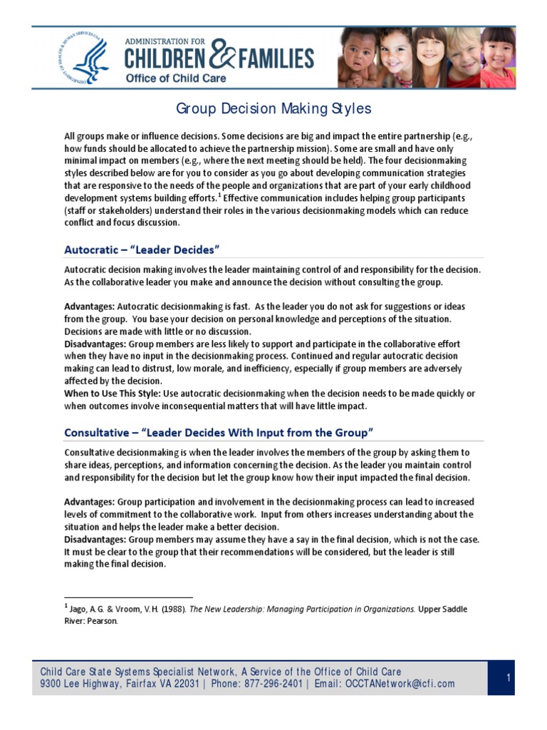 An Analysis of Group Decision Making Styles: Autocratic, Consultative ...