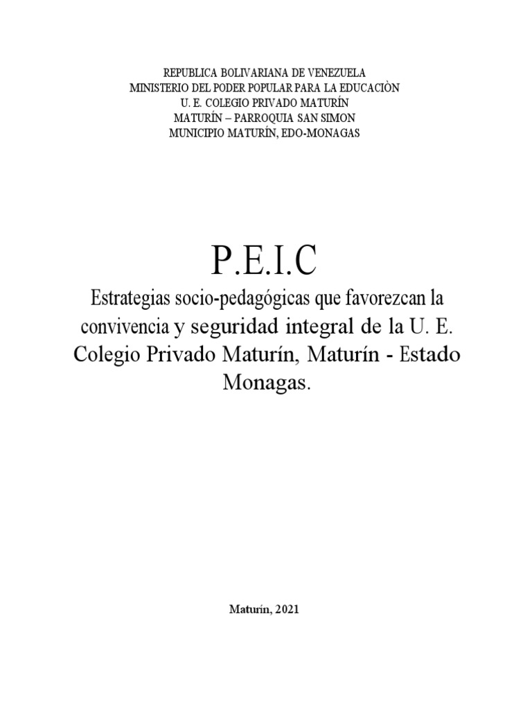 Peic 2021 | PDF | Educación de la primera infancia | Enseñando