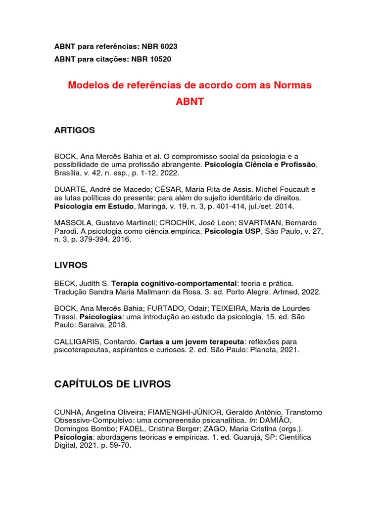 Modelos Normas ABNT PDF | Download grátis PDF | Psicologia | São Paulo