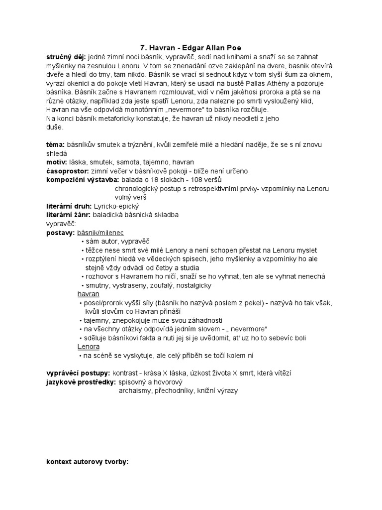 Havran - Edgar Allan Poe | PDF