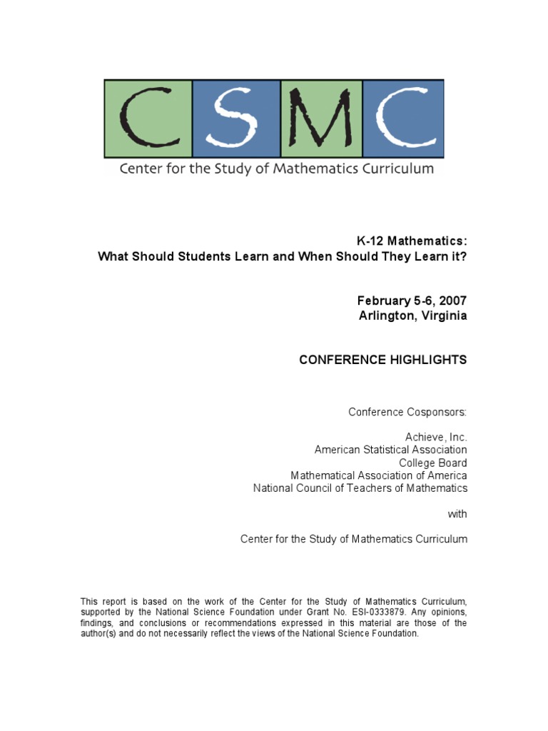 K-12 Math Curriculum Insights | PDF | Planets | National Council Of ...