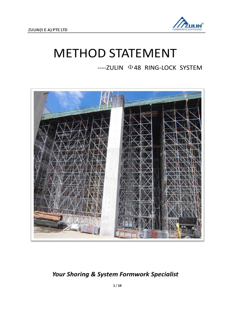 METHOD STATEMENT-RL48 Shoring Formwork PDF | PDF | Scaffolding ...