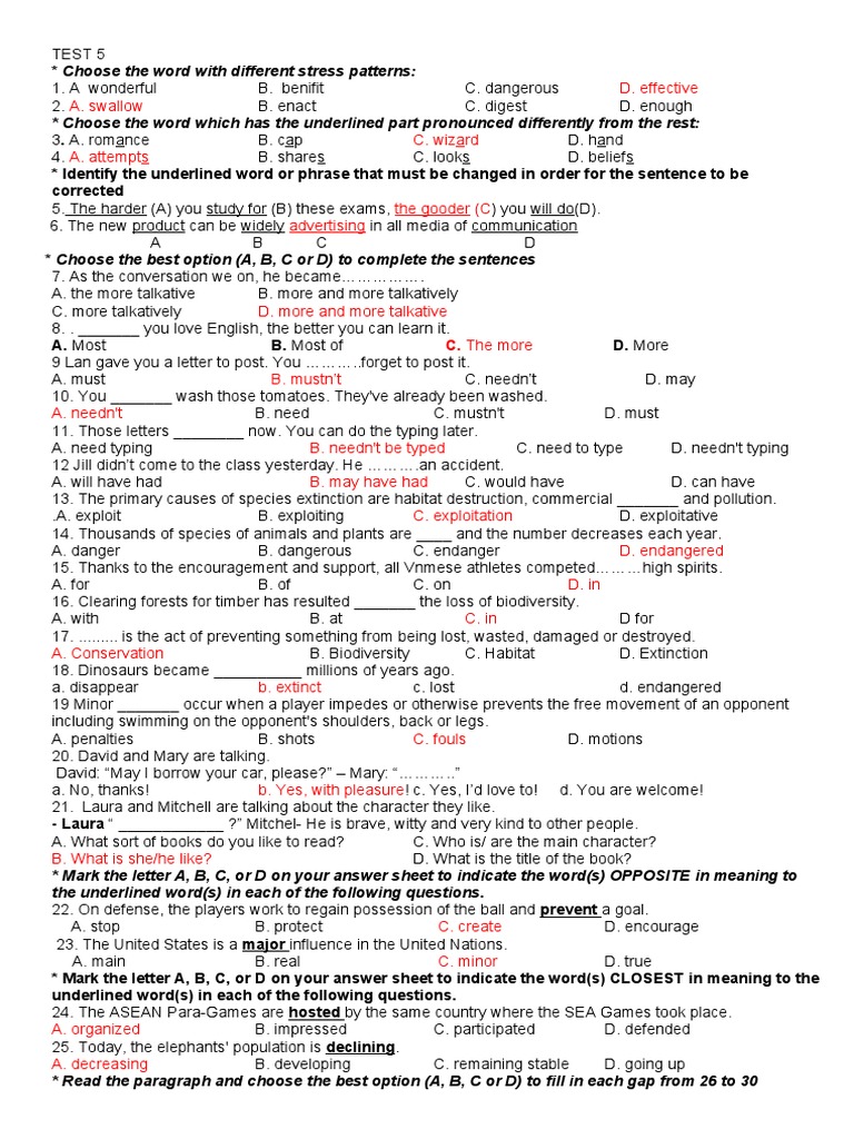 Analysis of an English Proficiency Exam: Identifying Question Types ...