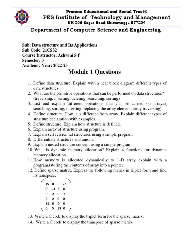 DS IMP Questions Module Wise | PDF | Algorithms And Data Structures | Computer Programming