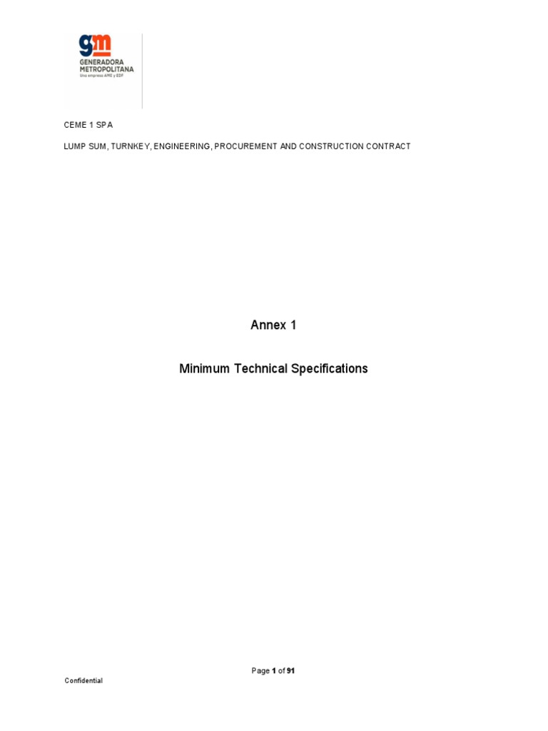08 Doc 1 - Annex 01 Technical Specifications | Descargar gratis PDF | Road | Electrical Substation