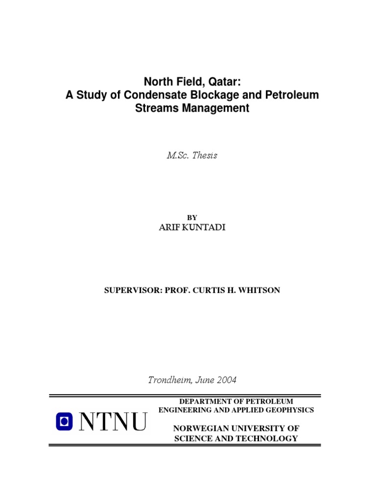 Arif Kuntadi NTNU MSC North Field Thesis PDF | PDF