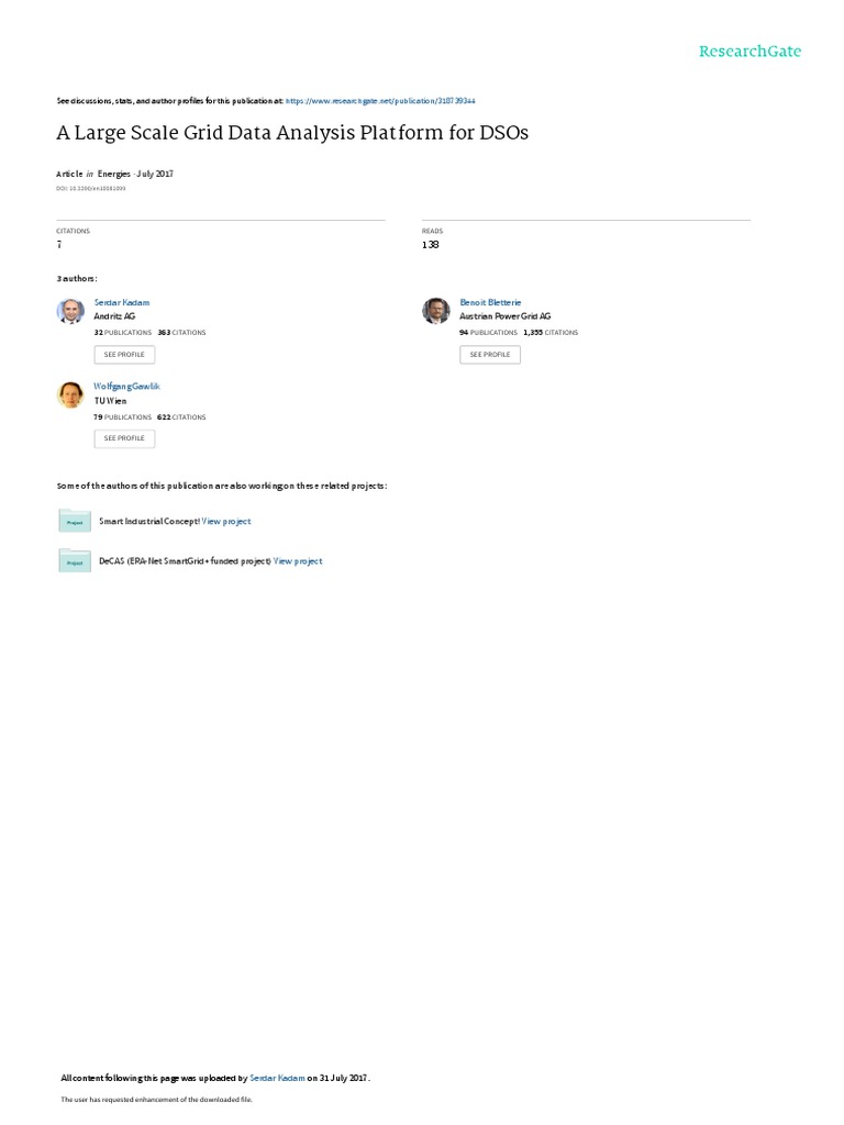 A Large Scale Grid Data Analysis Platform For DSOs | PDF | Photovoltaics | Electrical Grid
