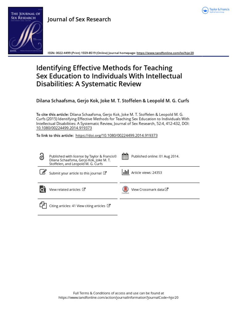 Identifying Effective Methods For Teaching Sex Education To Individuals