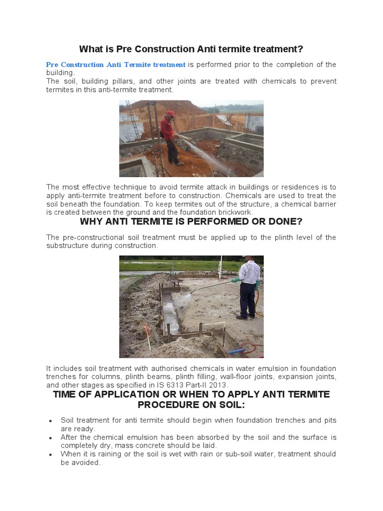 Pre-Construction Anti-Termite Treatment Guide | PDF | Foundation ...