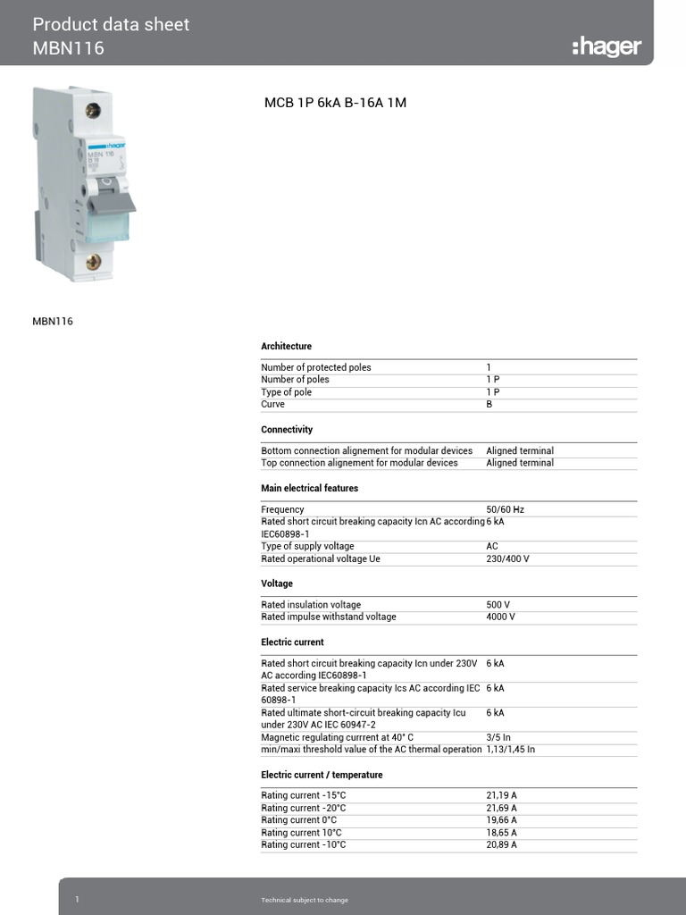 Ficha Tecnica de Interruptor | PDF | Alternating Current | Mains ...