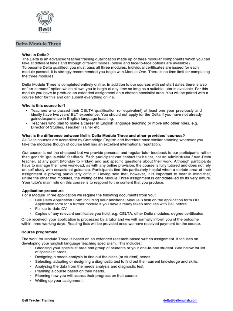 Delta Module Three Overview | PDF | English As A Second Or Foreign ...