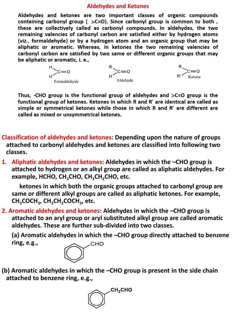 Aldehyde and Ketones Class XII Notes | PDF | Aldehyde | Ketone