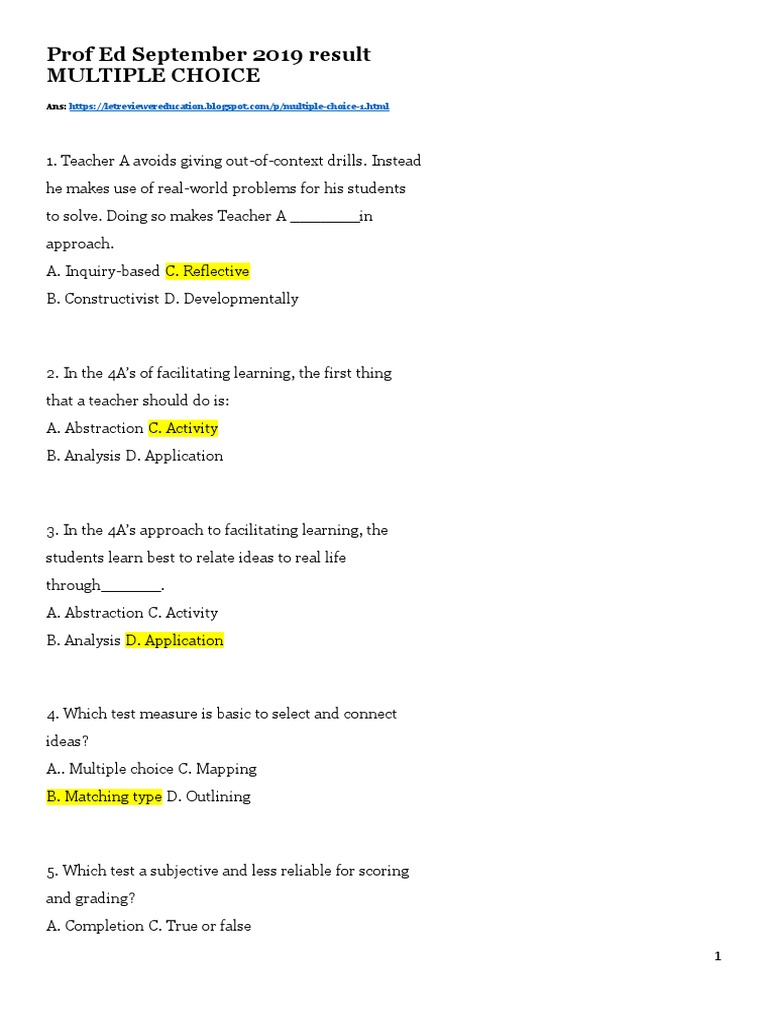 Practice Test 1 | PDF | Learning | Teachers