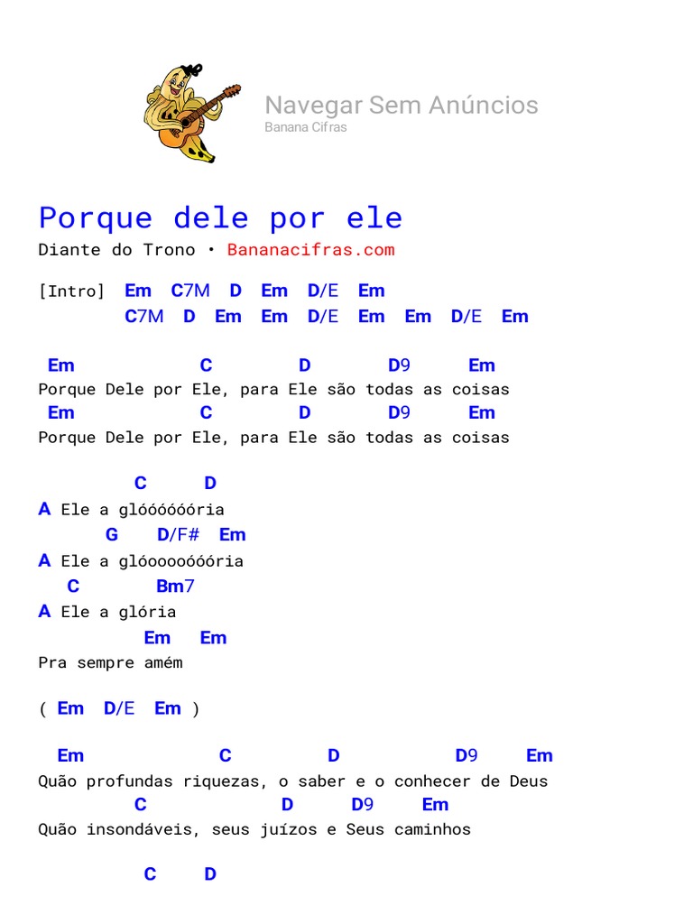 Porque Dele Por Ele Diante Do Trono Cifra PDF | PDF
