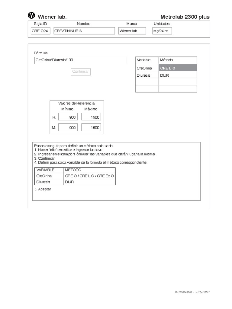 Cómo crear un método calculado para determinar la creatininuria en el ...